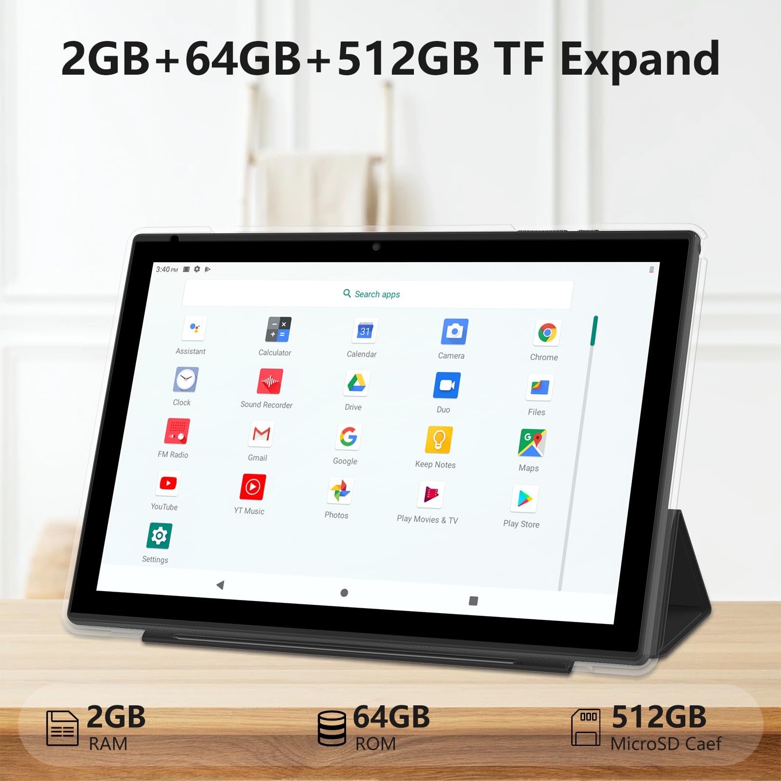 CUPEISI Tablet 10.1 inch, Android 11 Tablets, 64GB ROM 2GB RAM 512GB Expandable, Tablet PC with 6000mAh Battery, 8MP Dual Camera, WiFi, BT, 1280 * 8000 IPS HD Touch Screen, GMS Certified Tableta