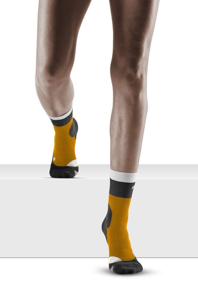 CEP Light Merino Wool Hiking Mid-Cut Socks, Sungold/Black, Women, IV (LG)