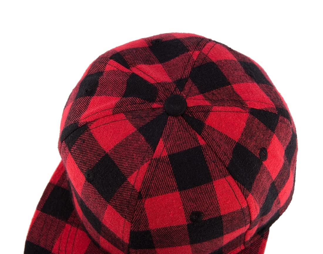 CNUSER Snapback Hats for Men Women,Fashion Baseball Cap,Hip Hop Flat Bill Brim Adjustable Dad Hats (Plaid Black Red)