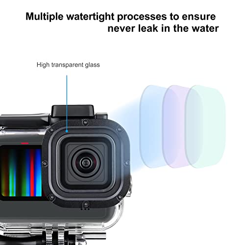 SOONSUN Waterproof Case for GoPro Hero 11 Black/Hero 10 Black/Hero 9 Black, 60M Underwater Protective Dive Housing Case with Cold Shoe Mount Adapter for GoPro Hero 11 10 9 Black Action Camera