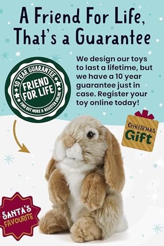 Living Nature Brown Sitting Lop Eared Rabbit Stuffed Animal | Fluffy Rabbit Animal | Soft Toy for Kids | 7 inches