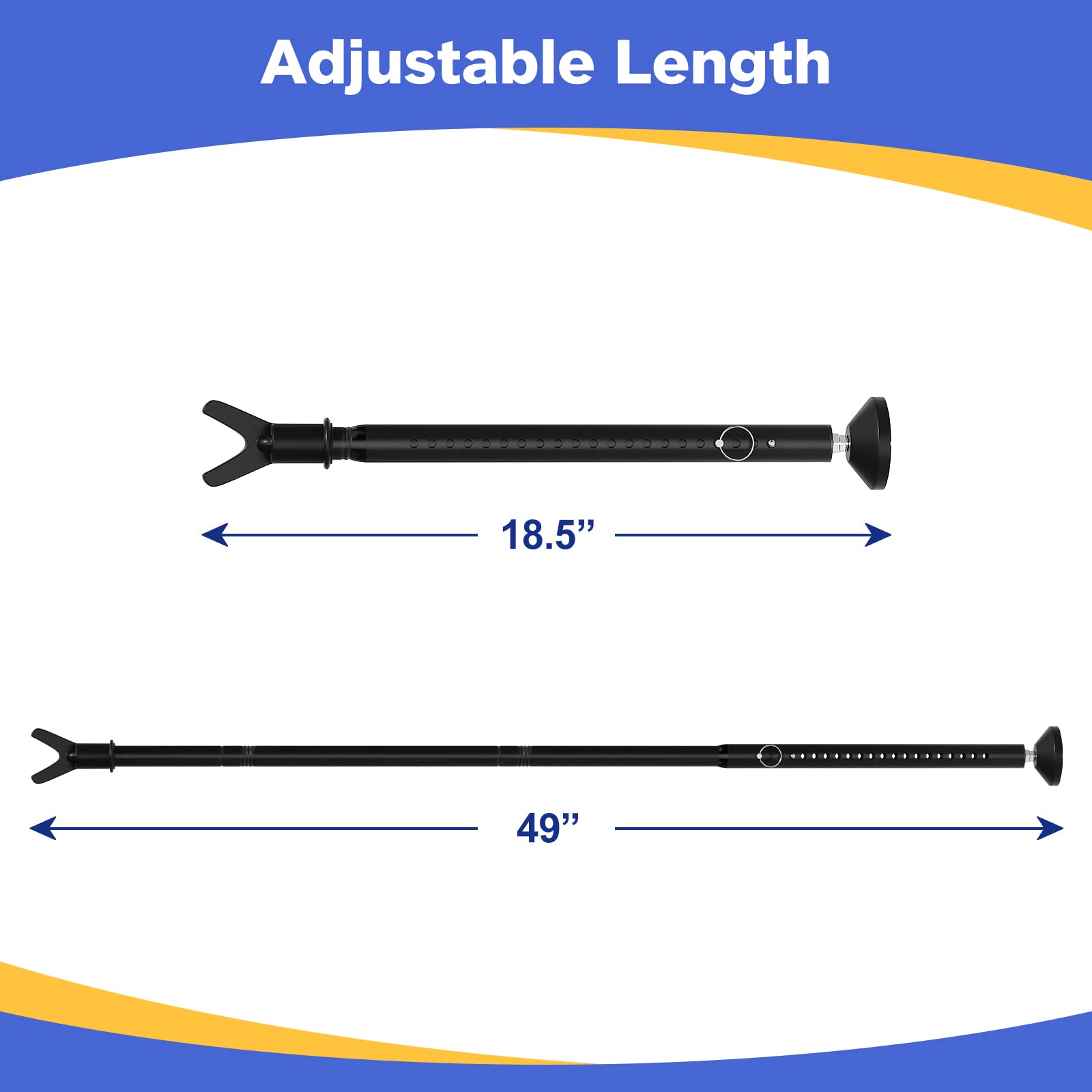 CALCHELE Door Security Bar & Sliding Patio Door Security Bar, Window Security Bar Door Stoppers Heavy Duty Security Door Jammer Bar, Adjustable Security Bar for Front Door, Apartment, Hotel Room Black