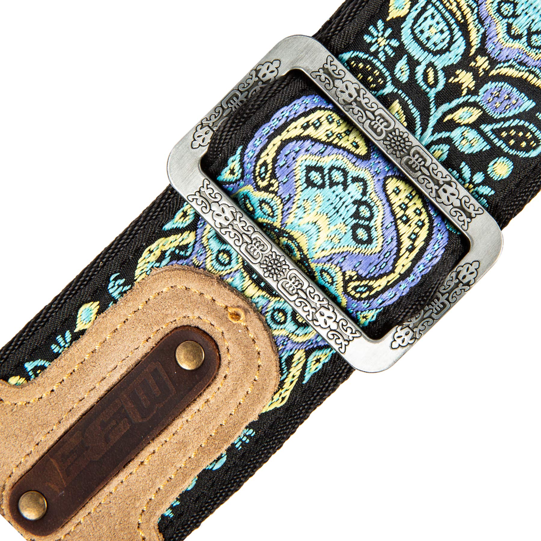M33 Guitar Strap Vintage Woven Collection Strap Set For Acoustic, Bass and Electric Guitars Includes Strap Button + Locks +Picks. Awesome Christmas Gift for Men & Women Guitarists