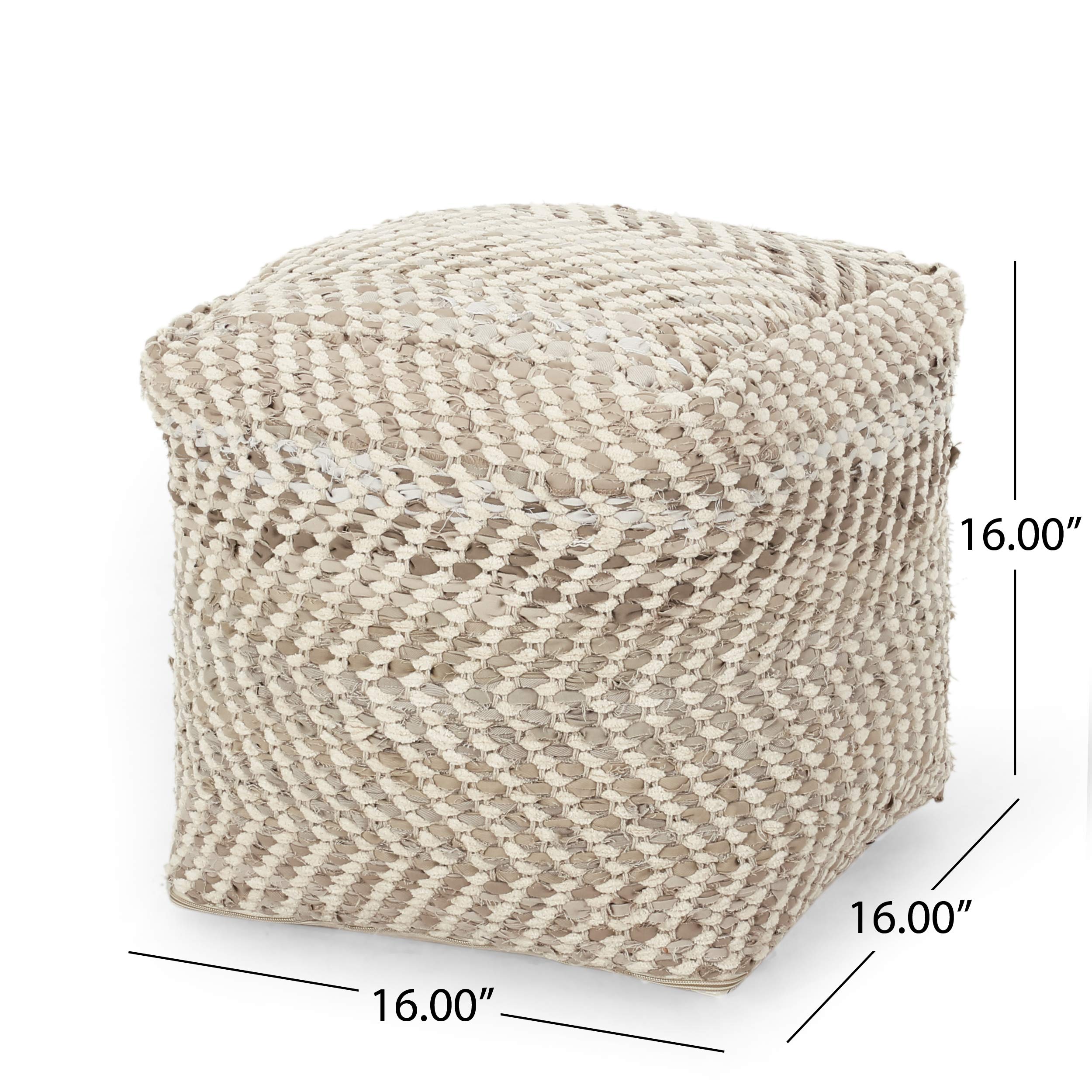 Christopher Knight Home Pouf, Ivory + Beige