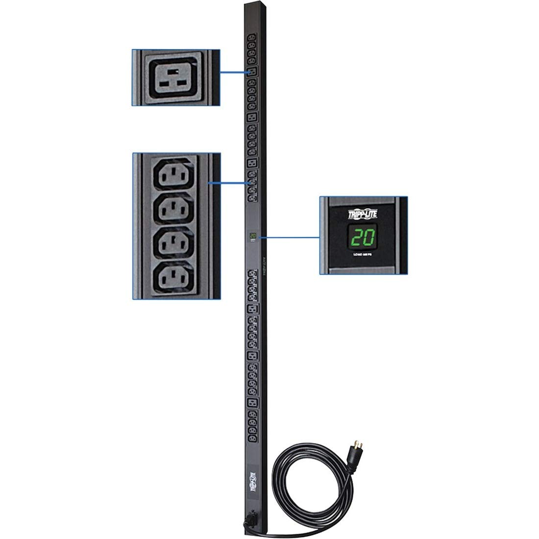 Tripp Lite Metered PDU, 20A, 38 Outlets (6-C19 & 32-C13), 200-240V, C20/L6-20P 10 ft. Cord, 0U Vertical Rack-Mount Power (PDUMV20HV)