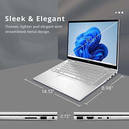 HP Envy x360 2-in-1 15.6β FHD Touchscreen Laptop, Intel Core i7-1260p, 32GB RAM, 1TB SSD, Backlit KB, HD Webcam, Intel Iris Xe Graphics, Wi-Fi, Bluetooth, Win 11 Pro, Silver, 32GB USB Card