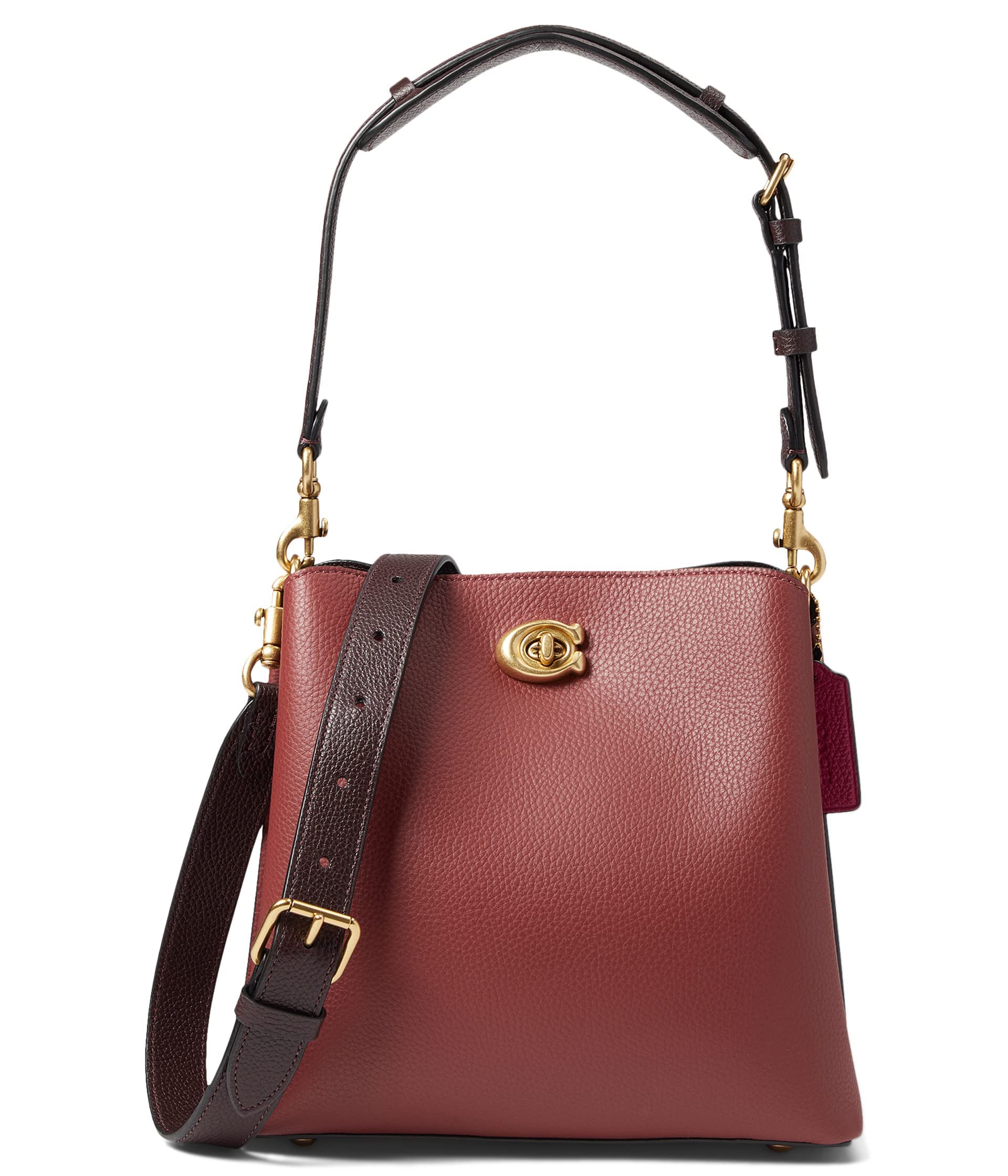 Coach Color-Block Leather Willow Bucket Cherry One Size