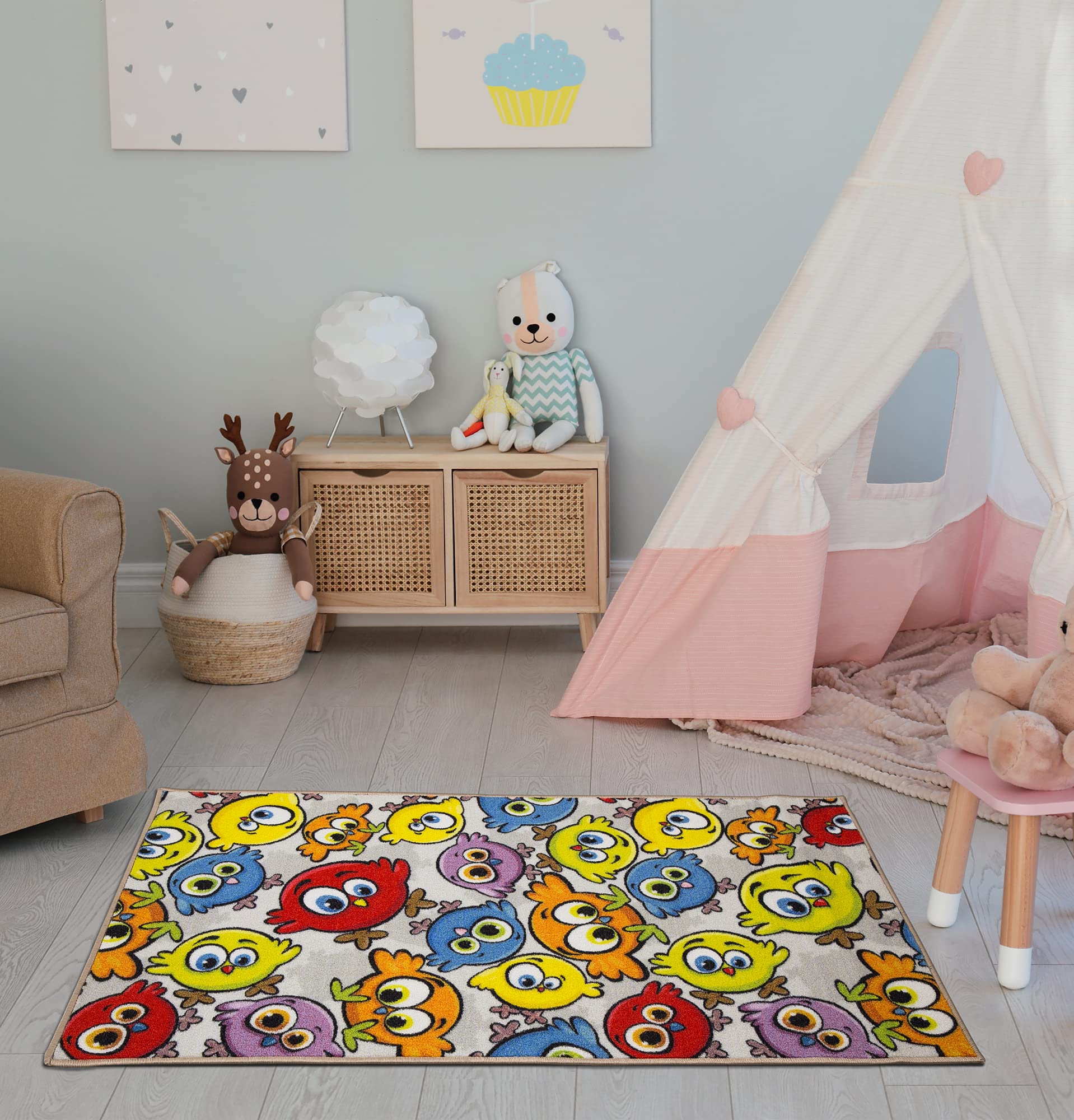 Machine Washable Educational Space Numbers Design Non-Slip Rubberback 5x7 Kid's Area Rug for Playroom, Kid's Room, Bedroom, 5' x 6'6", Navy