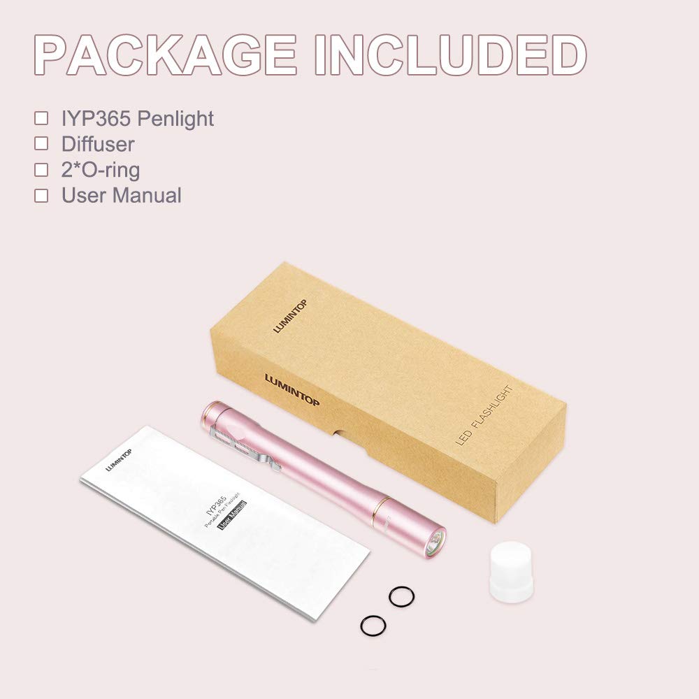 LUMINTOP IYP365 LED Penlight, Super Bright High Color Rendering Nichia LED Aluminum Alloy Pen Light for Diagnostic, IPX-8 Waterproof, 3 Modes, Powered by 2AAA Battery