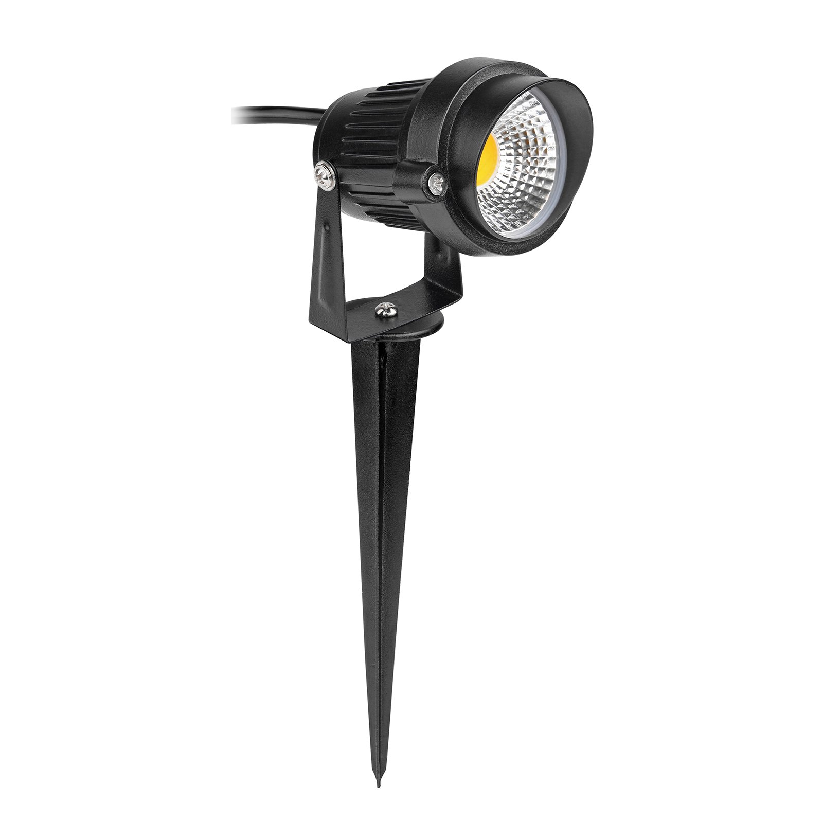 LemonBest Outdoor Landscape Lighting Plug in 5W COB LED Garden Wall Yard Path Spot Light w/Spiked Stand, Pack of 2 Warm White with AC Power Plug