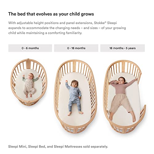 Stokke Sleepi Fitted Sheet, White - Soft Sheets for Sweet Dreams - Made for Stokke Sleepi Crib/Bed - 100% Fine Cotton Percale - Washable