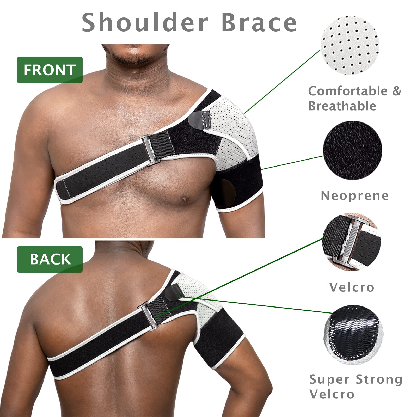 COMEOXO Shoulder Brace, Shoulder Support for Women and Men - for Torn Rotator Cuff, Dislocated Shoulder, Pain Relief, Support and Compression, Shoulder Sling for Shoulder Stability and Recovery, Fits Left and Right Arms (Size:Medium)