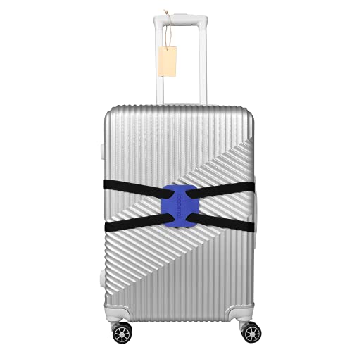 Luggage Straps Bag Bungee for Luggage, High Elastic Suitcase Adjustable Belt Bag Bungees with Buckles (Black/Blue)