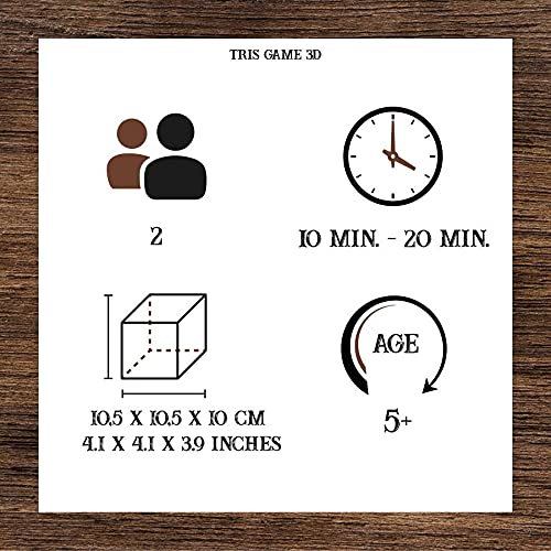 Logica Puzzles Art. Tic-Tac-Toe 3D - Board Game in Fine Wood - Strategy Game for 2 Players - New 3D Strategies