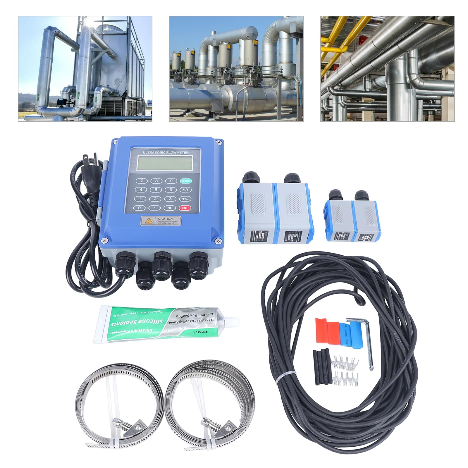 HYDIYGT Handheld Ultrasonic Flowmeter Clamp On Flow Meter Portable Liquid Flow Meter with TS-2,TM-1 Transducers for Copper and PVC Pipes