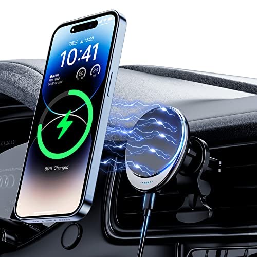 Qaqvav Magnetic Phone Holder for Car, Compatible with MagSafe Wireless Charger, 360° Adjustable Strong Magnetic for Car iPhone Holder Mount, Fit for iPhone 14 13 12 Pro Plus Max Mini