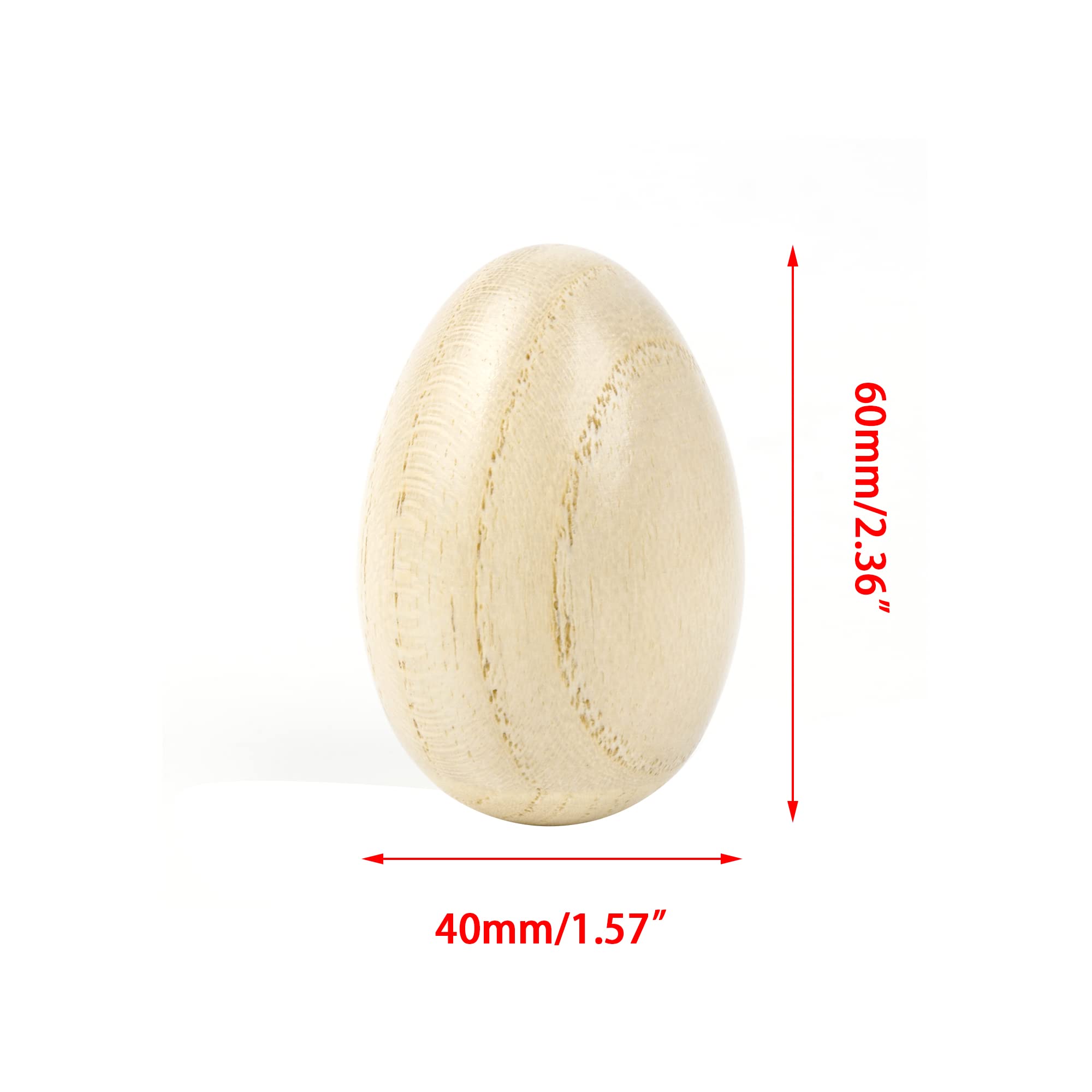 Bstinay 2 Pieces Natural Finish Percussion Wooden Egg Shakers Percussion Instrument