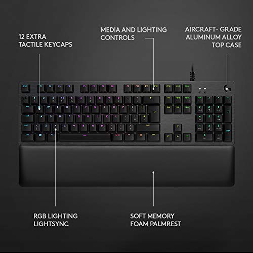 Logitech G513 RGB Backlit Mechanical Gaming Keyboard with GX Blue Clicky Key Switches (Carbon)
