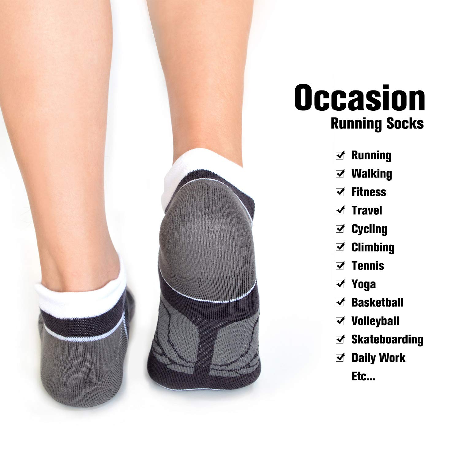 Busy Socks Womens Running Socks Low Cut, Breathable Athletic Tab Bowling Riding Hiking Ankle Socks with Cushionning 3 Pairs (Dark Grey, Medium
