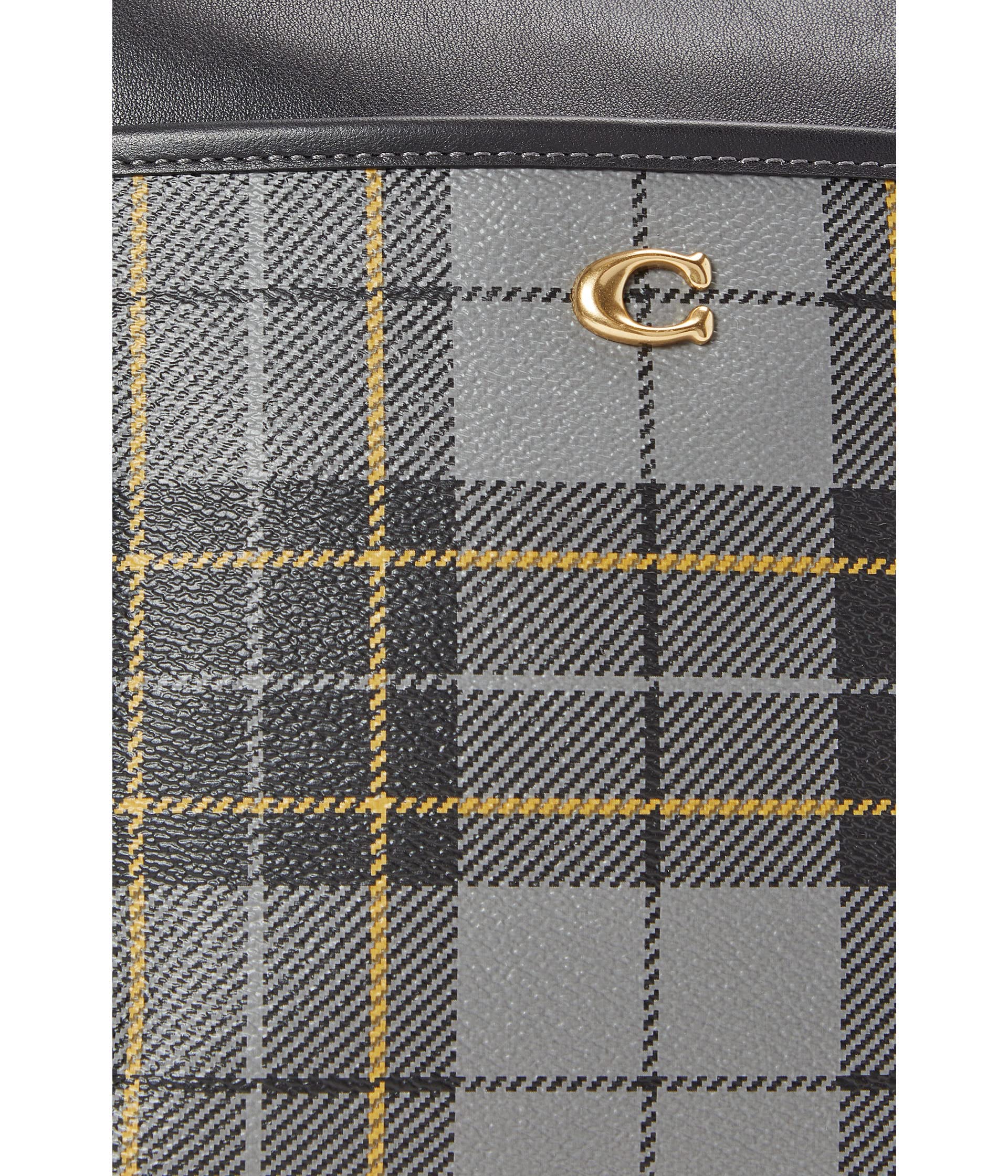 COACH Novelty Box Program Plaid Print Kitt Black Multi One Size