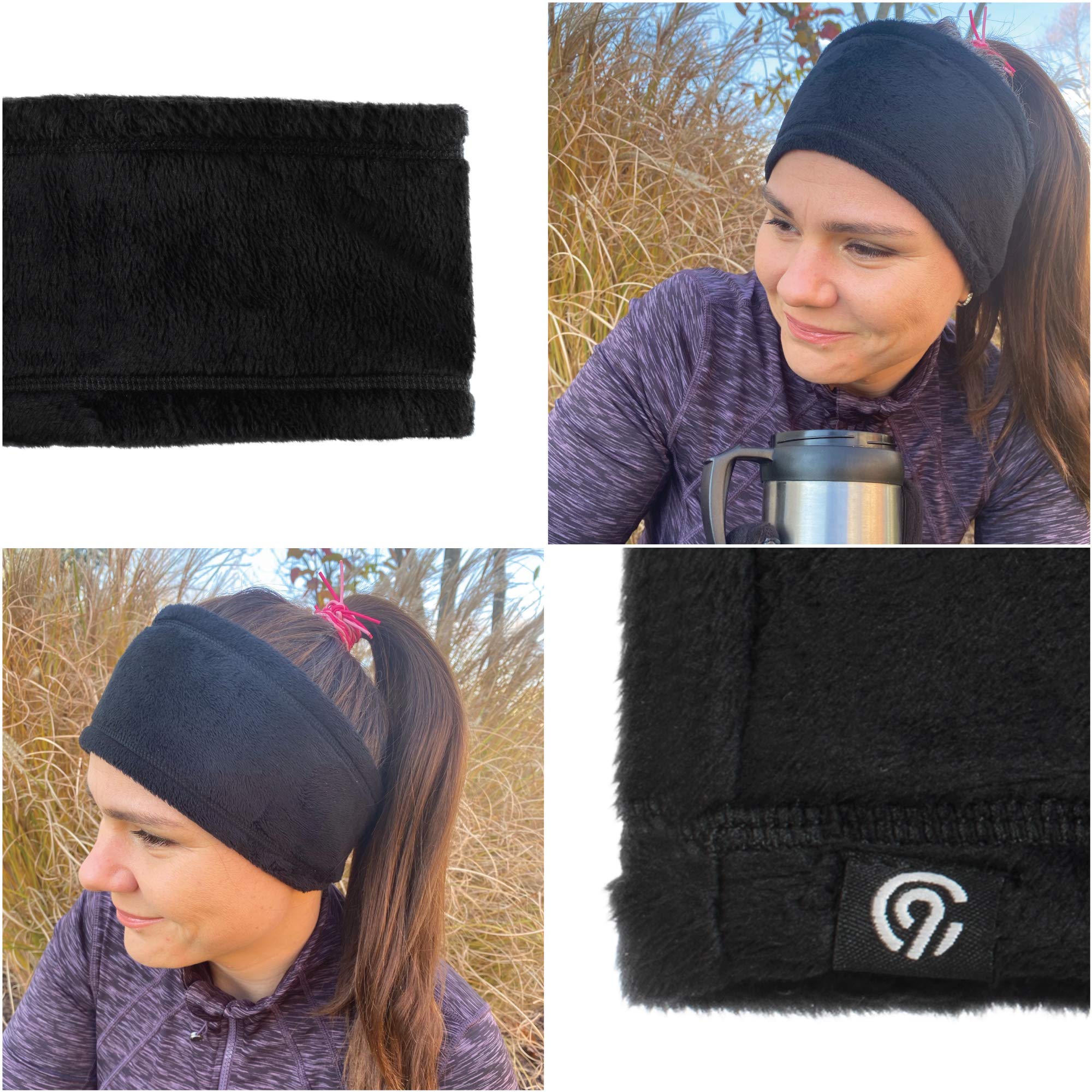 C9 Champion Womens Cold Weather Fuzzy Soft Fleece Headband, Black, One Size