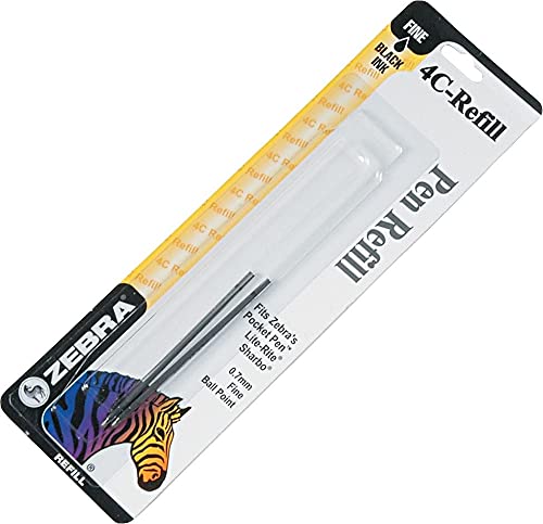 Zebra 4C Ink Pen Refill, 0.7mm Fine Point, Black Ink (2-Pack)