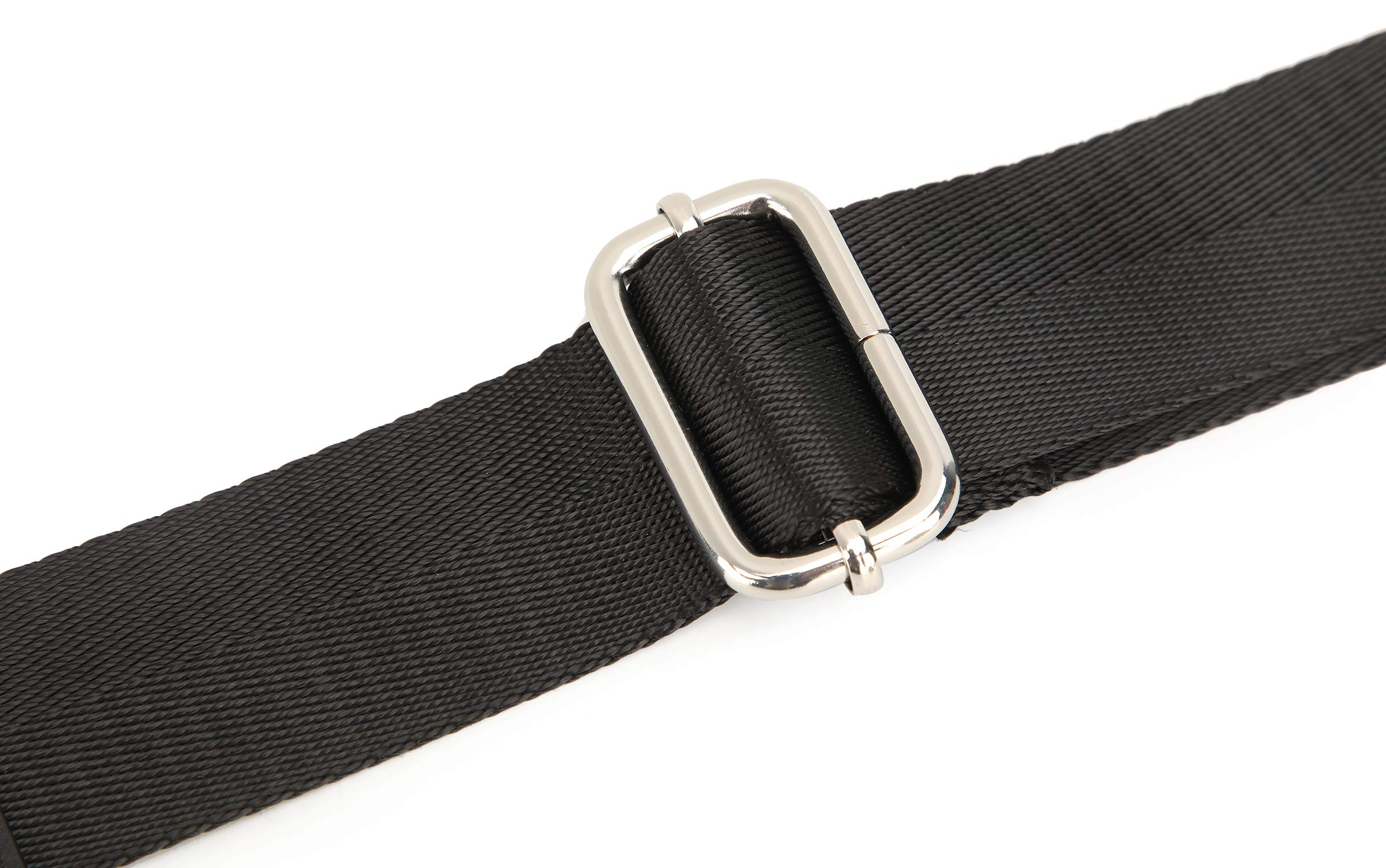 lola mae Wide Shoulder Strap Replacement Adjustable, Removable Guitar Style Multicolor Canvas Crossbody Strap for Handbags (Black-Silver hardware AS148)
