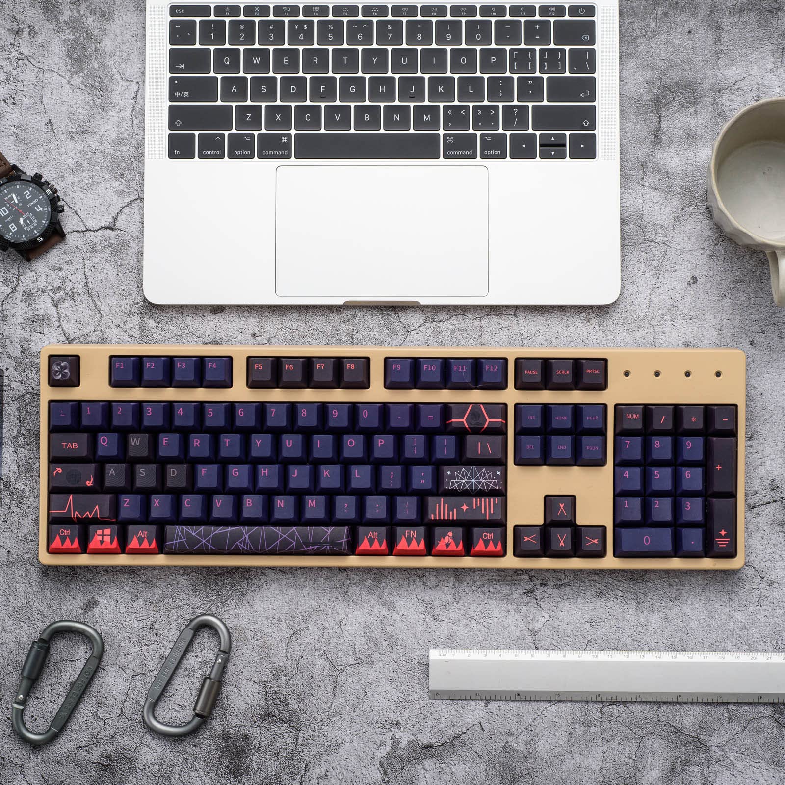 CalamariKey Dark Blue Keycaps,PBT Dye Sub Keycaps Set for Mechanical Gaming Keyboards 123 Keys US English Layout