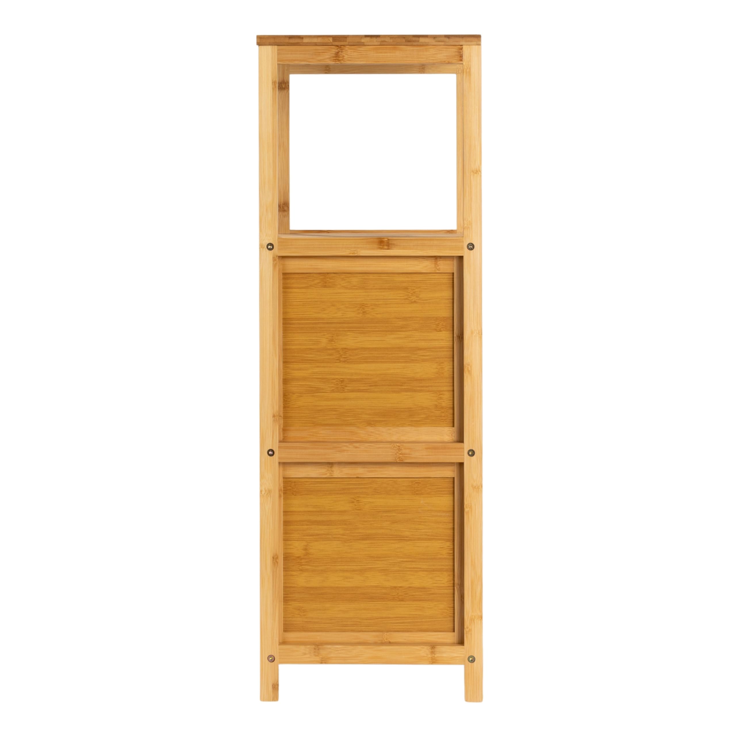 Household Essentials Bamboo 3-Tier Slatted Shelf with Crates, Natural