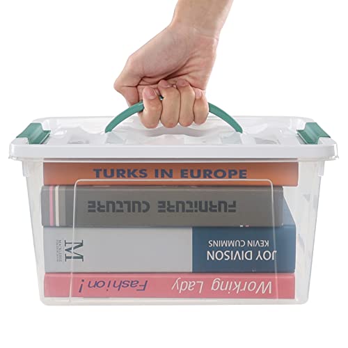 Ggbin 6-Pack 14 Quart Latching Box with Handle, Clear Plastic Storage Bin