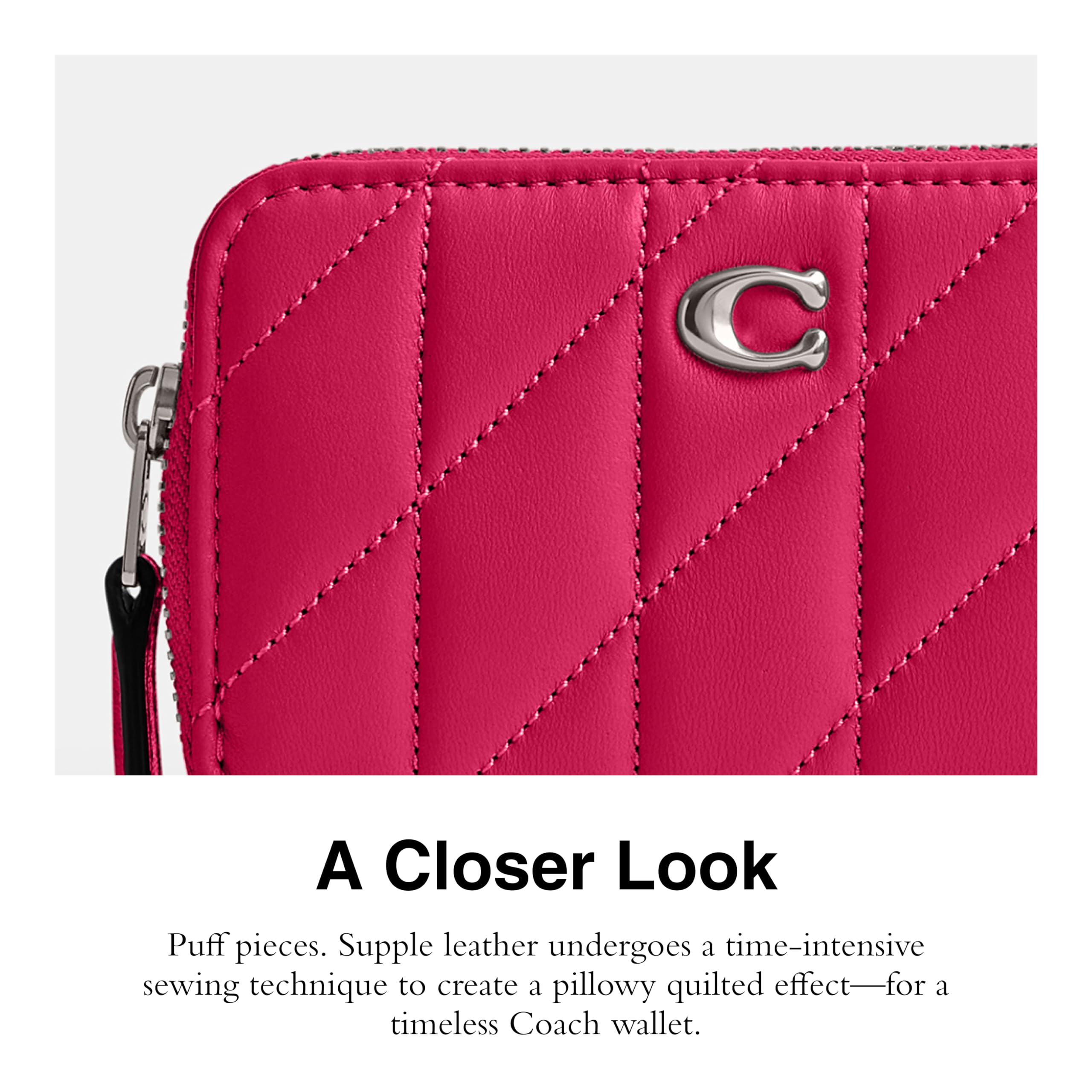 Coach Small Zip Around Card Case, Dragonfruit