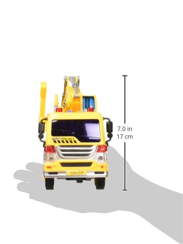 Maxx Action 17’’ Vehicle Transport with Excavator – Bright Lights and Construction Sounds | Friction Powered Trailer | 3 Piece Toy Playset for Kids | Yellow Construction Truck for Kids