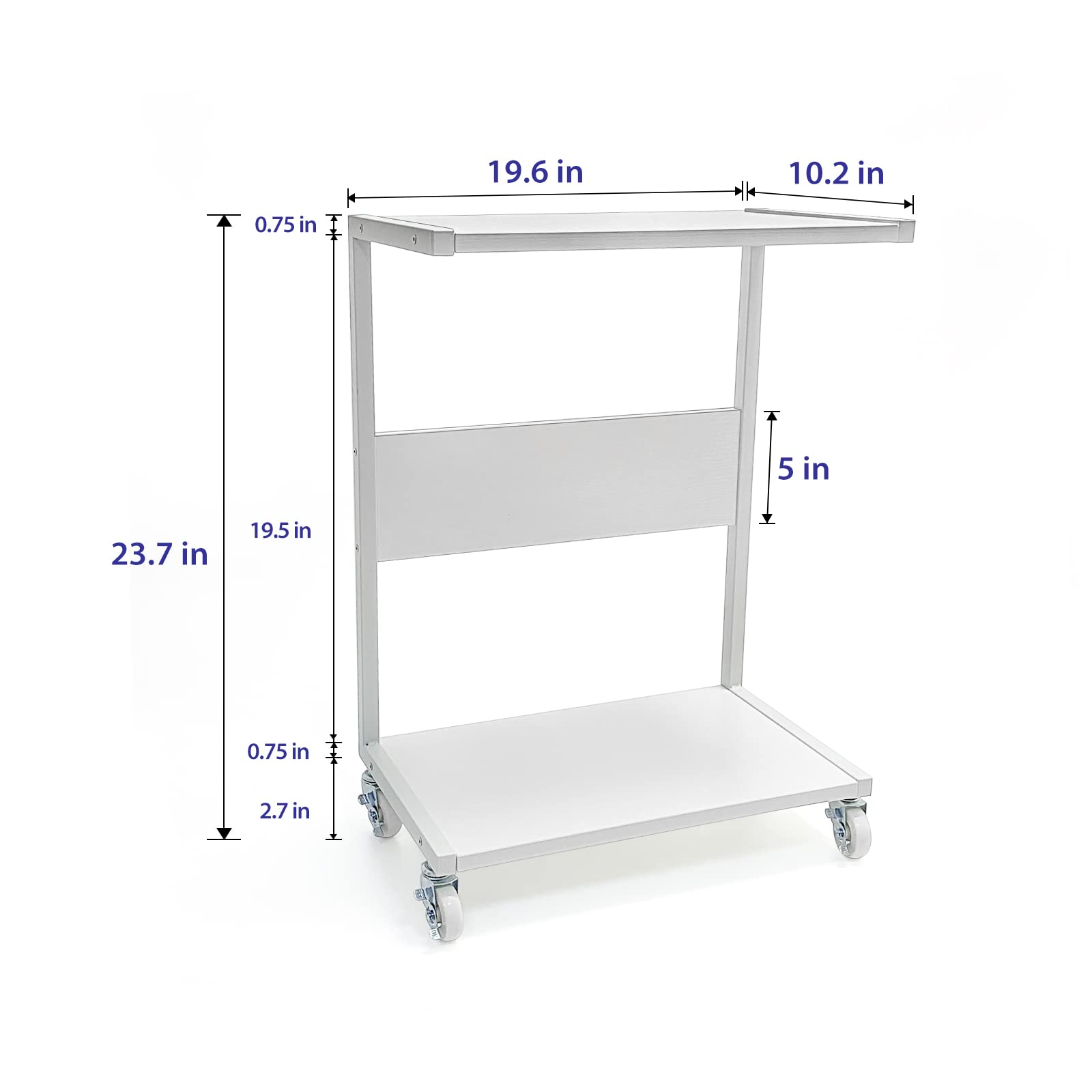 Computer Tower Stand White, Hakkalights C-Shaped 2-Tier Desktop PC Tower Floor Stand CPU Holder Under Desk with 4 Locking Swivel Casters for School, Office, Home (White Color)