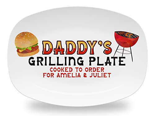 Personalized Barbecue Grilling Plate Custom Christmas Gifts for Dad Custom BBQ Grill Platter Daddy's Grilling Plate Gift Ideas for Grandfather Serving Trays Serving Plates for Fish Dish, Steak