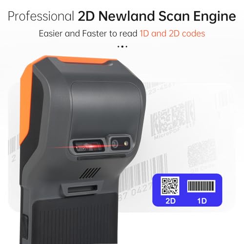 fangzi Android 13.0 POS Receipt Printer PDA Terminal Support 1D/2D Barcode Scanner 4G NFC Card Reading WiFi BT Communication with 5.5 Inch Touchscreen 58mm Width Thermal Label Printing