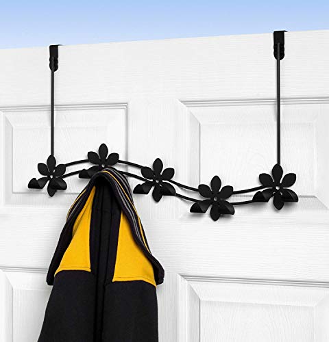 Spectrum Diversified Over The Door Flower 5-Hook Rack, Black
