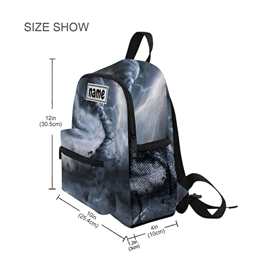Glaphy Custom Kid's Name Backpack Tornado Pattern Toddler Backpack for Daycare Travel Personalized Name Preschool Bookbag for Boys Girls