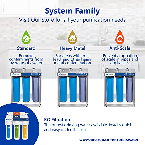 Express Water Whole House Water Filter Housing, Universal 20-inch Housing 4.5” x 20”, 1-inch NPT Inlet Outlet, Heavy Duty Standard Size Replacement Includes Bracket, Pressure Gauge, Wrench