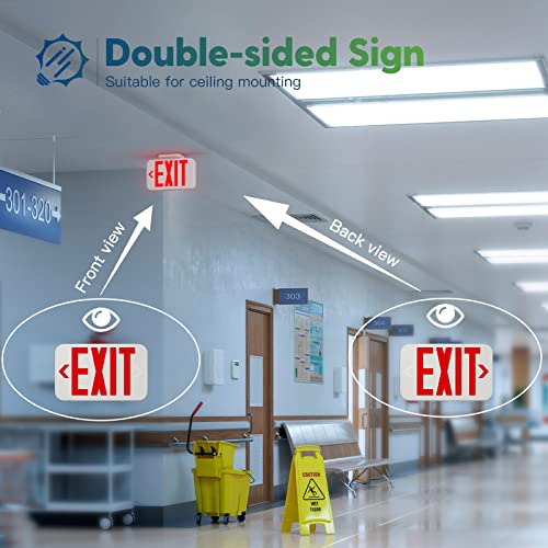 FREELICHT Red LED Exit Sign with Battery Backup,Exit Sign for Business,Easy to Install,UL Certified,AC 120/277V,Pack of 10