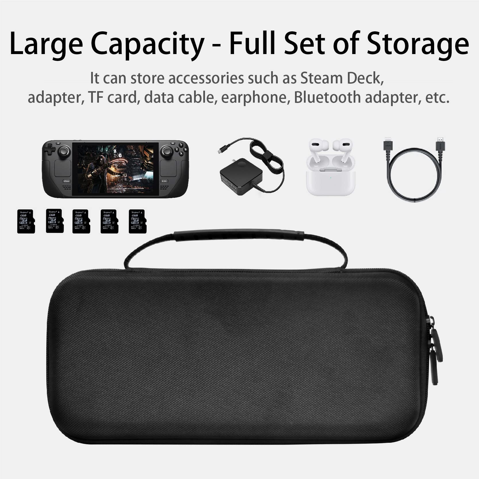Carrying Case for Value Steam Deck,Cenxaki Protective Portable Hard Travel Storage Bag for Steam Deck and Accessories - Black