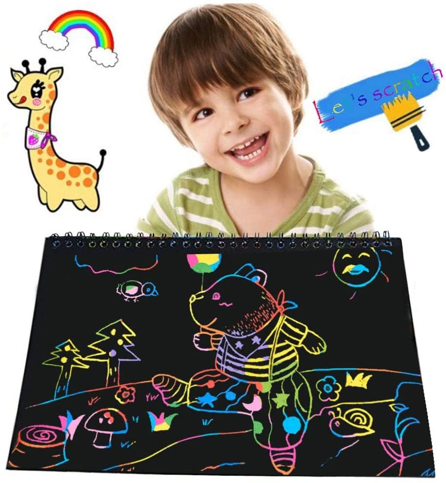 MBJRFU Scratch Art Books for Kids Rainbow Scratch Paper for Best Gifts