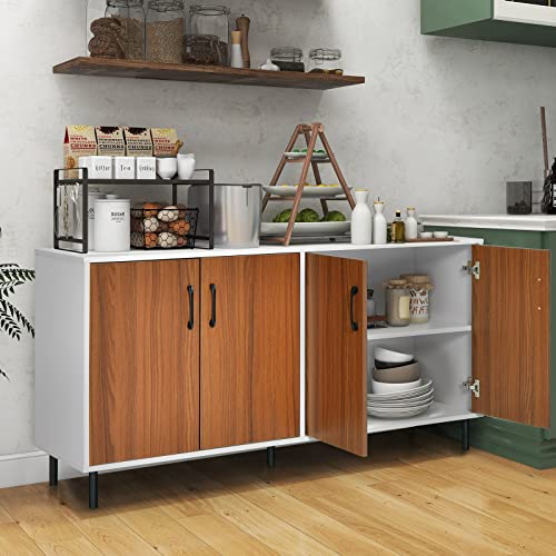 Giantex 4-Door Large Buffet Sideboard, Kitchen Storage Cabinet, Wooden Buffet Server Cupboard, 5-Leg Structure, Accent Cabinet, Ideal for Living Room