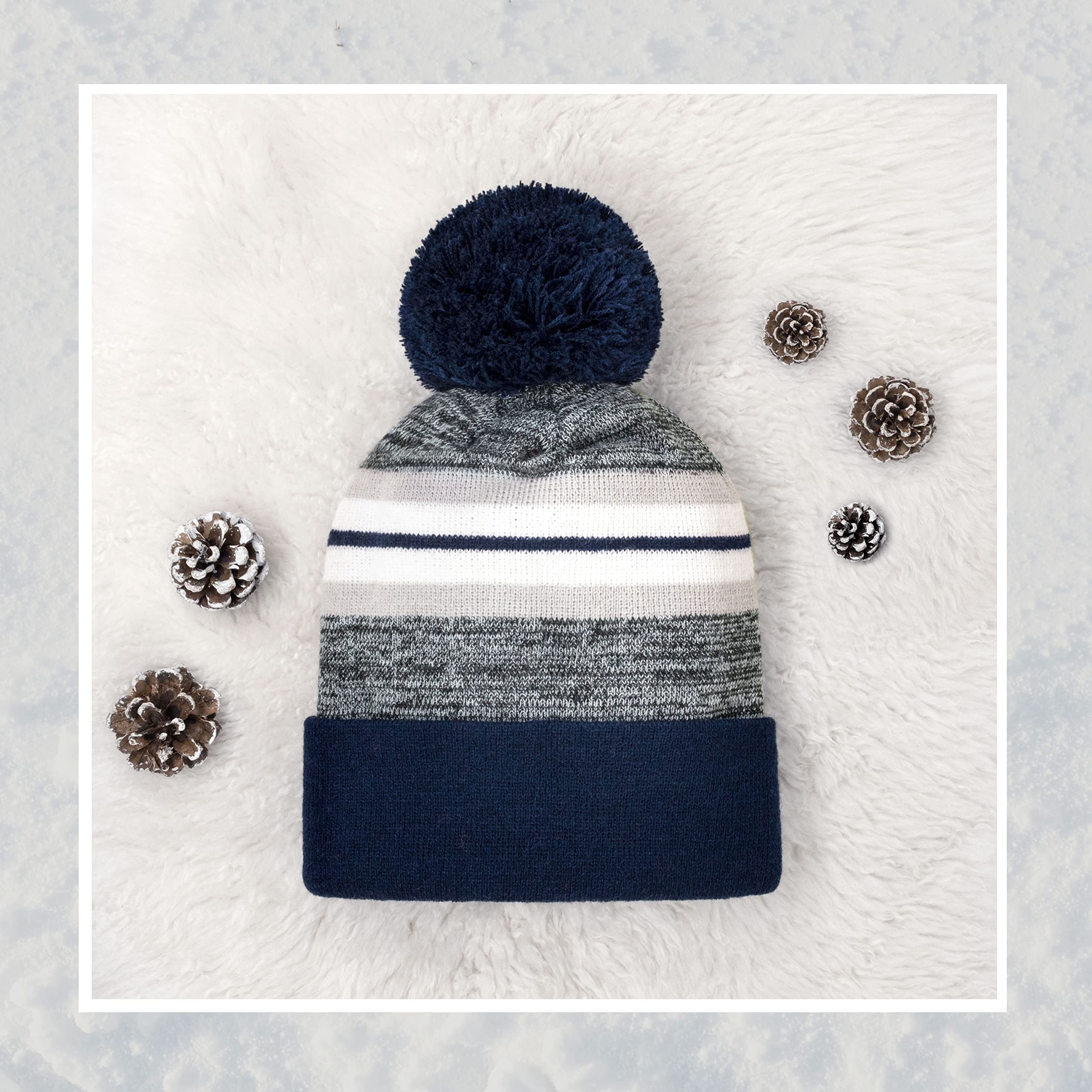 CHOK.LIDS Plain Color Stripe Beanies for Men and Women Soft Acrylic Knit Cuffed Beanie Cap Winter Hat Outdoor (Black.)