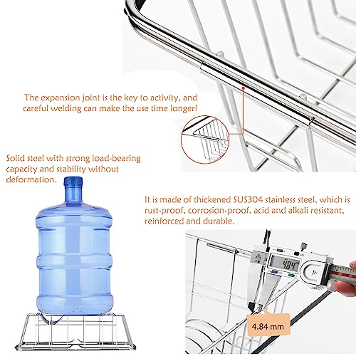 NiuYichee Dish Drying Rack in Sink, Expandable Stainless Steel Dish Drainer Rack Organizer Over Sink Counter, with Stainless Steel Utensil Racks, Fit 14.2" to 19.5" Sinks (Large)