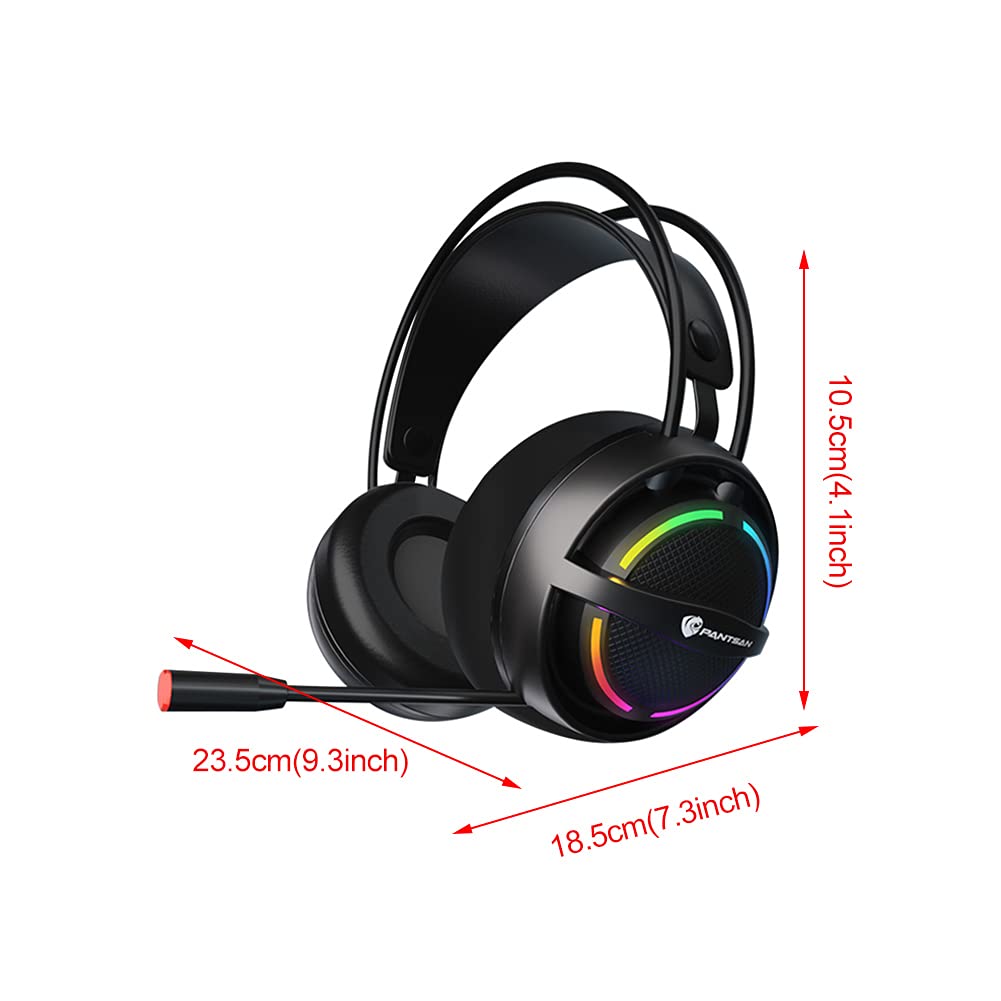 CALIDAKA Gaming Headset Music for PC 50mm Driver with Noise Canceling Mic Wired RGB LED(Black)
