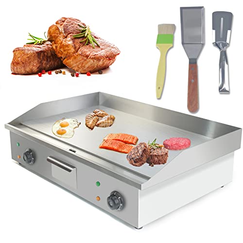 NJTFHU 29"commercial griddle, 110V 3000W electric griddle, non-stick electric flat top grill, plancha para cocinar commercial cooking equipment countertop griddle commercial electric griddle