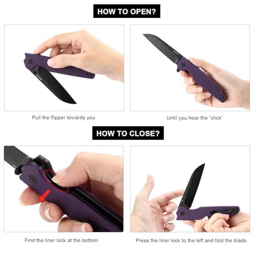 EMHTiii Pocket Knife Folding Knives: 3.14" Stainless Steel Black Blade