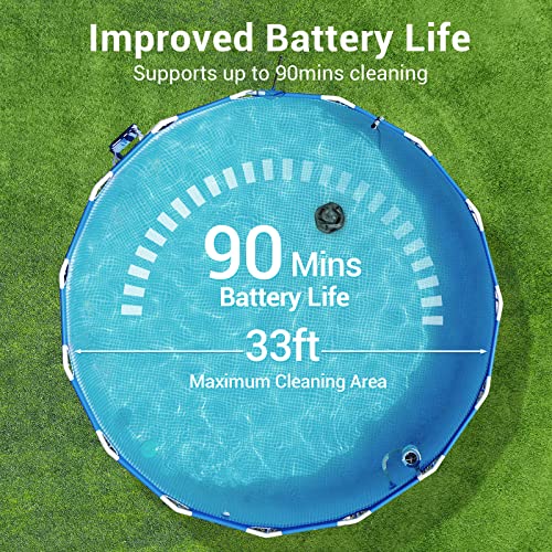 Gosvor Cordless Robotic Pool Cleaner, Pool Vacuum Cleaner Lasts 90 Mins, with Self-Parking Technology, LED Indicator, Automatic Pool Cleaners Ideal for Above/In-Ground Flat Pools up to 40 Feet