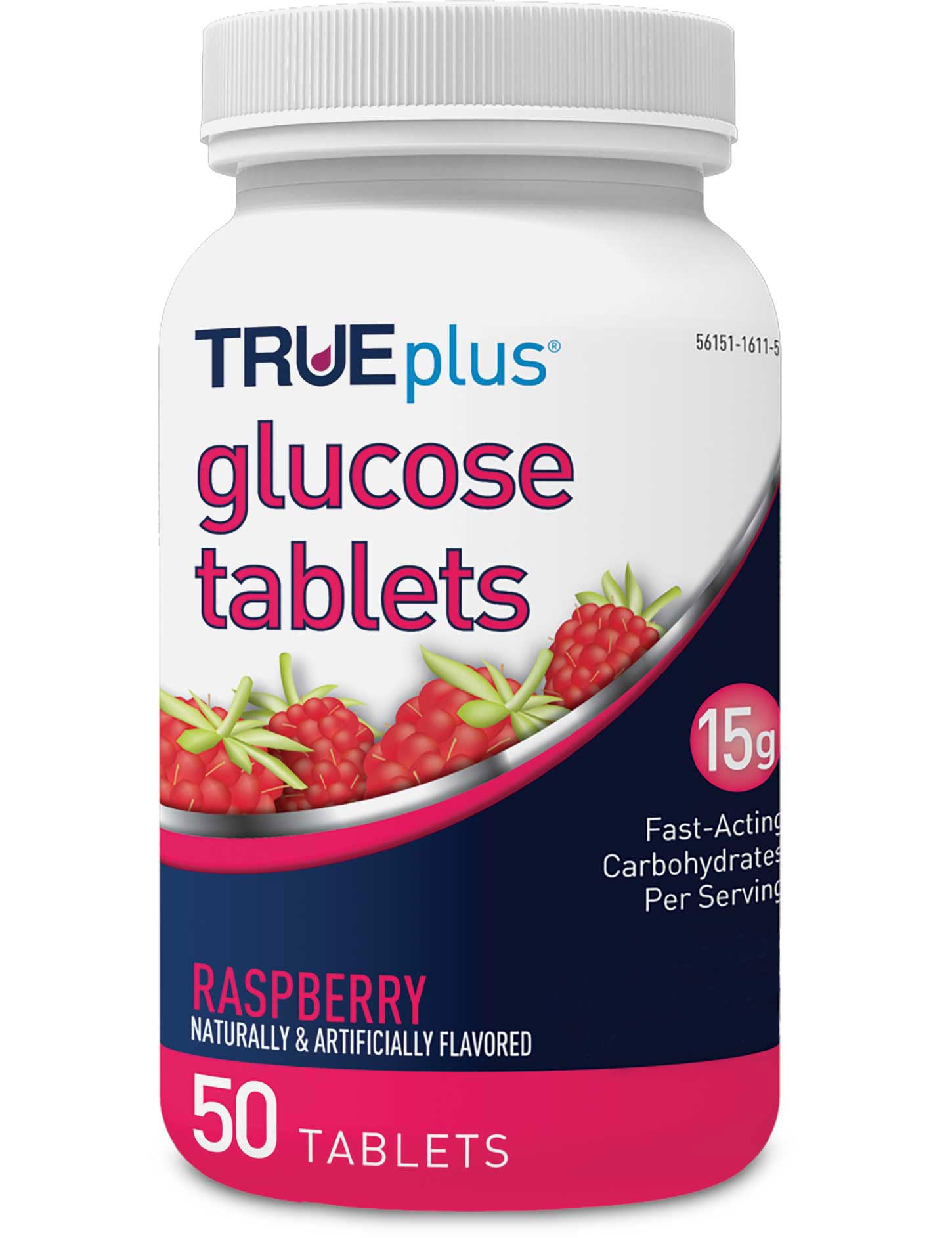 TRUEplus® Glucose Tablets, Raspberry Flavor - 50ct