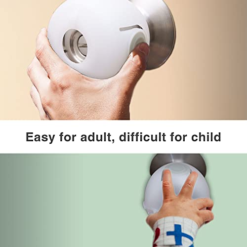 Door Knob Cover for Child Safety, Baby Proof Safety Locks for Doors, No Toxic Chemicals Passed Migration of Certain Elements Test EN71, No Tool Easy Install (4 Pack)